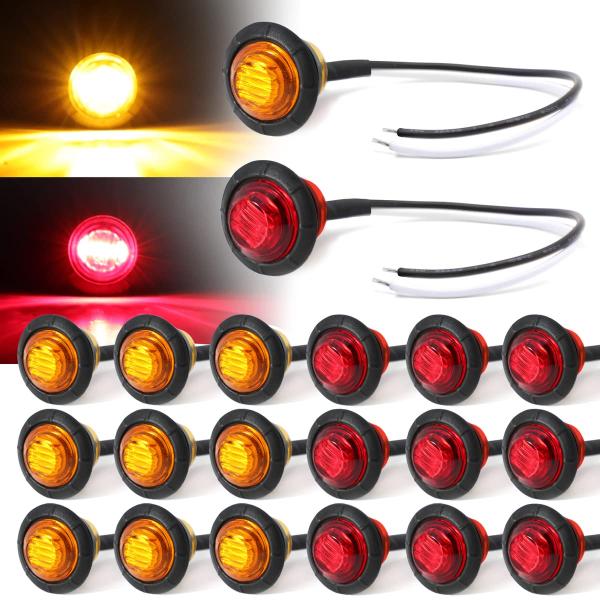 商品名:  MADCATZ Mix 3/4 Inch Mini Round 10 Amber 10 Red LED Side Marker Bulbs 3 Diodes Flush Mount for Truck Trailer Boat ...