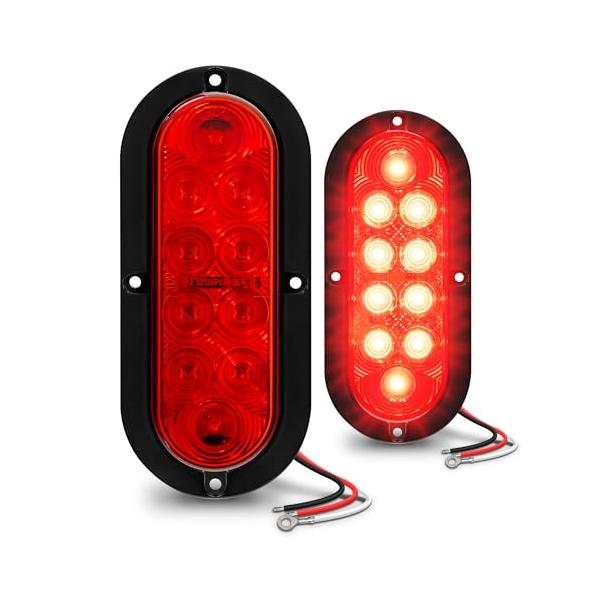 商品名: TRUE MODS 2個 6インチ レッド 楕円形 LED トレーラーテールライトキット [DOT FMVSS 108] [SAE S2T2I6] [表面取り付け] [IP67 防水] [ストップターン テール] トレーラーブレー...