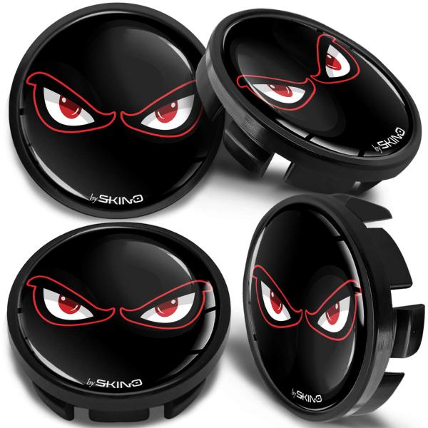 商品名: SkinoEu 4 x ユニバーサルホイールセンター合金ハブセンターキャップ CV 5 ハブキャップ ブラック レッド 恐れない目 65mm VW部品番号: 3B7601171 SkinoEu 4 x 65mm Wheel Cen...