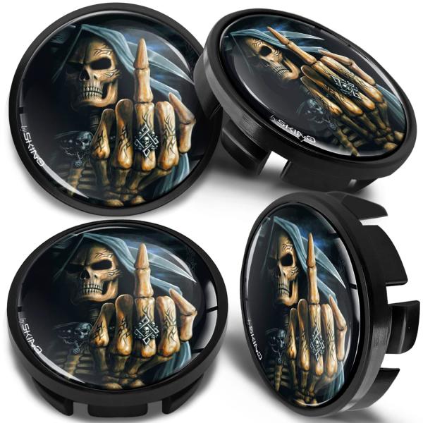 商品名: Biomar Labs 4 x ユニバーサルホイールセンター合金ハブセンターキャップアセンブリフィットVW部品番号：3B7601171 ハブキャップスカル中指ブラック 65mm CV 25 Biomar Labs〓 4 x 65m...