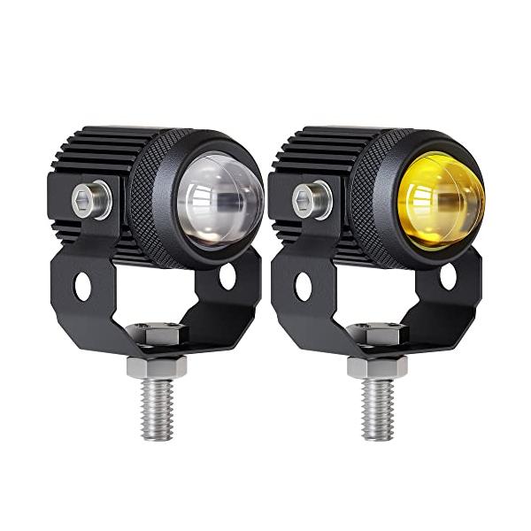 商品名:  Zmoon Motorcycle LED Driving Fog Lights 60W White and Amber LED Pods Projector Lights 1.3" Aux Spotlight, Compatib...