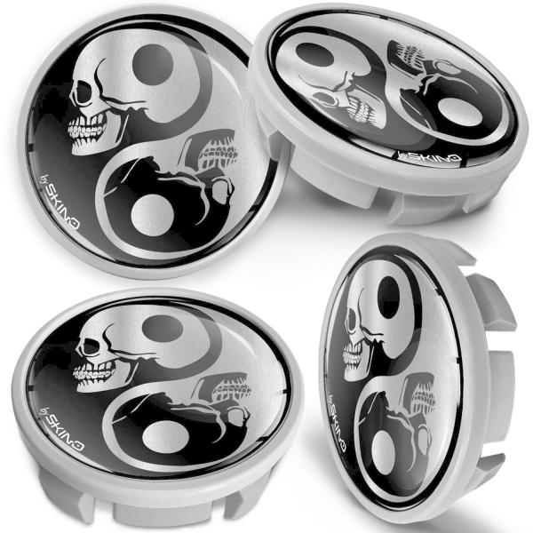 商品名: ユニバーサルホイールセンター合金ハブセンターキャップ フォルクスワーゲンVWと互換性あり パーツ番号:3B7601171 ハブキャップ ブラック シルバー 陰陽 スカル 65mm CVS 5 SkinoEu 4 x 65mm Wh...