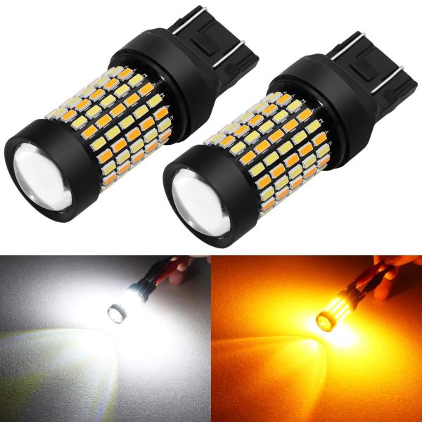 商品名: PHINLION スーパーブライトホワイトアンバー デュアルカラースイッチバック 7443 7443na 7444 7444na LED電球 プロジェクター付き 車のフロントウィンカーパーキングライト用 PHINLION Supe...