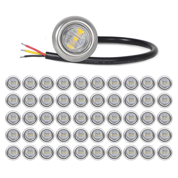 商品名: MADCATZ 3/4 Inch Mini Round Clear Lens Amber Light Side Marker Lights 3 LED Turn Signal with Chrome Bezel (Stainles...