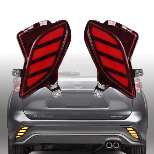 商品名: GeeGee レッドレンズ LED リアバンパー フォグライト アセンブリ 2020 2021 トヨタ ハイランダー対応 リアフォグランプ ブレーキライト バンパーリフレクター 3イン1 (リアフォグランプ) GeeGeeTop ...