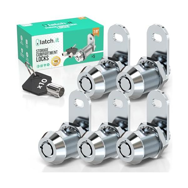 商品名: LATCH.IT 7/8インチ RVストレージロック 5個パック RVコンパートメントロック ユーティリティカムロック 100%メタルRVロック キャンピングカーやトレーラーのストレージドア用 RVカムロック 10個の鍵付き RV...