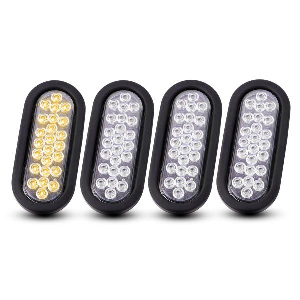 商品名:  MADCATZ 6 Inch Oval Clear Lens Amber 24 LED Signal Tail Lights Indicator Marker Bulbs Waterproof Universal for Hea...