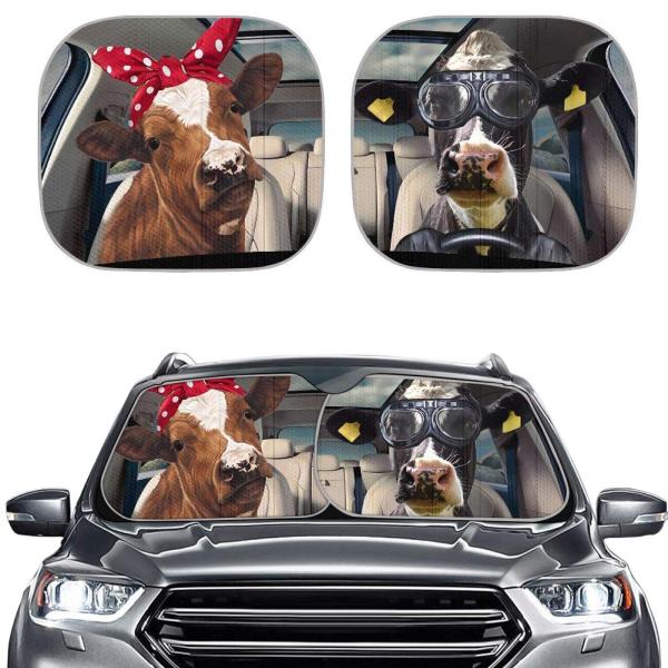 商品名: FKELYI 動物牛ドライバー 面白いデザイン 自動サンシェード 車のフロントウィンドウサンシェード フロントガラスサンバイザー 紫外線をブロック 2パック FKELYI Animal Cow Driver Funny Desig...