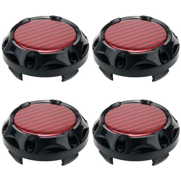 商品名:  Modengzhe 64mm Wheel Rim Hub Center Covers Center Caps Replacement 60mm Lug to Lug (Black Base Red Lattice Top) - ...