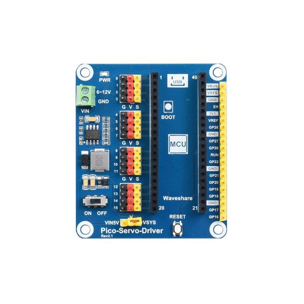 商品名: Raspberry Pi Pico用Waveshareサーボドライバーモジュール。ロボットアームまたはヘキサポッドウォーカーの制御に最適。16チャンネル出力16ビット解像度。 Waveshare Servo Driver Modu...
