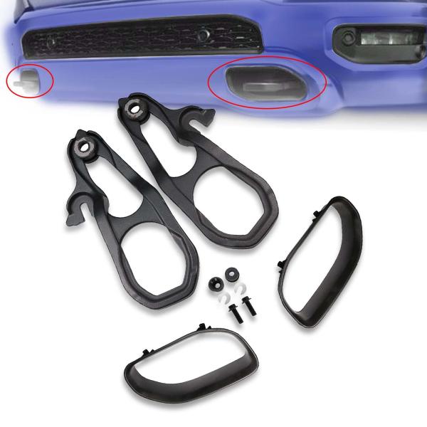 商品名: KARPAL フロント左右フレーム牽引フック1組 + バンパーベゼル 2019-2022 Ram 1500対応 ブラック KARPAL 1 Pair Front Left &amp; Right Frame Tow Hook + ...