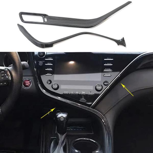 商品名: CEBAT 2個 ABS カーボンファイバー センターコンソールモールディングパネルカバー ダッシュボード セントラルコントロール ストリップ インテリアデコレーション トリムアクセサリー トヨタ カムリ 2018 2019 20...
