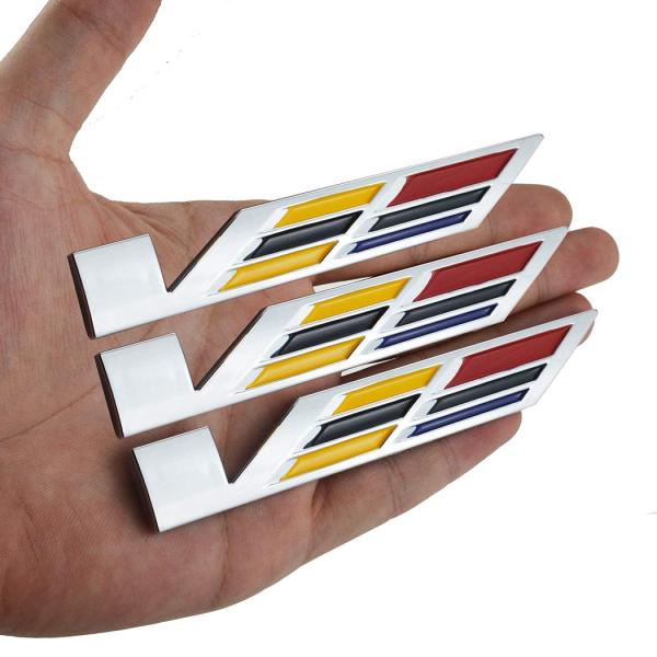商品名:  dgea 3X V Car Side Fender Rear Trunk Emblem Badge Decals 3D Raised Strong Adhesive Fit for V Trunk Cars (Silver Ye...