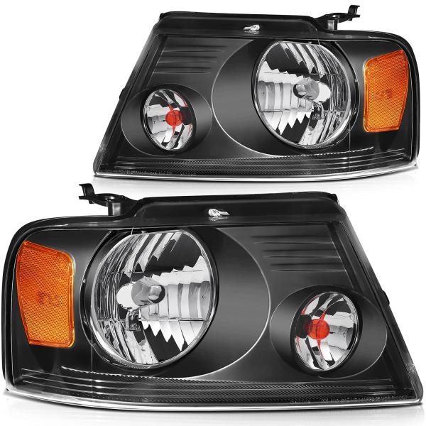 商品名:  ECCPP Headlight Assembly Pair For Ford For F-150 2004-2008 Black Housing Amber Reflector Clear Lens Driver and Pas...