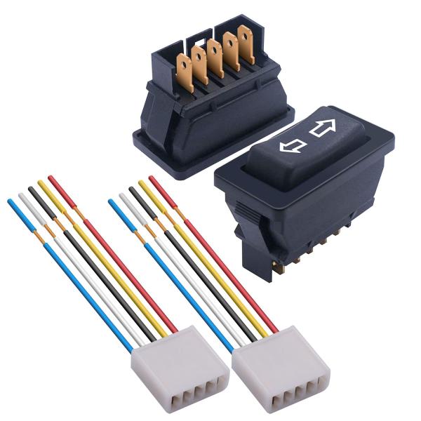 商品名: weideer 2個 5ピン カーウィンドウスイッチ 12V 20A コントロール パワーウィンドウ リフト RV スライドアウト モーメンタリロッカースイッチ 配線ハーネス付き K-011-JT-X weideer 2Pcs 5...