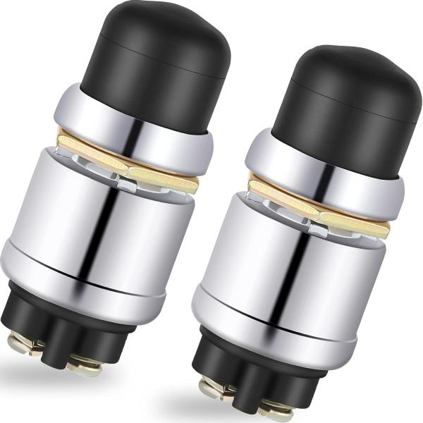 商品名: エンジンスタート プッシュボタン モーメンタリー 12Vおよび24V 防水 プッシュボタンスイッチ プッシュからスタートボタン スタートスイッチ 車 マリン ボート トラック 芝生トラクター用 (ブラック 2個) Engine S...