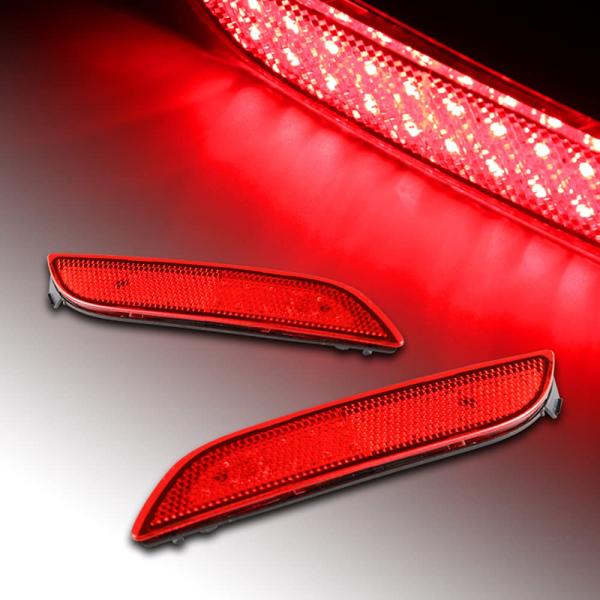 商品名:  Q1-TECH, Red Lens 24-SMD Full LED Rear Bumper Reflector Lights Compatible with 2018 - 2020 Toyota Camry , Turn Sig...