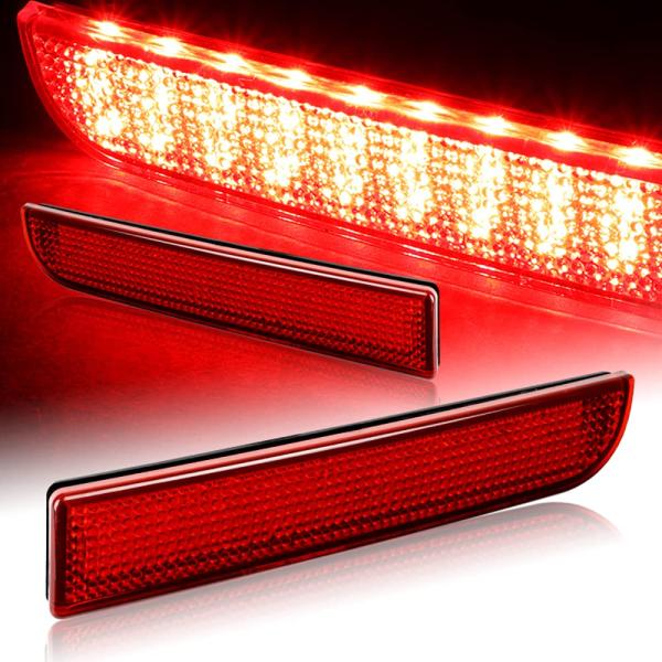 商品名:  Q1-TECH, Red Lens Full LED Rear Bumper Reflector Lights Compatible with 2008 - 2017 Mitsubishi Lancer , Turn Signa...