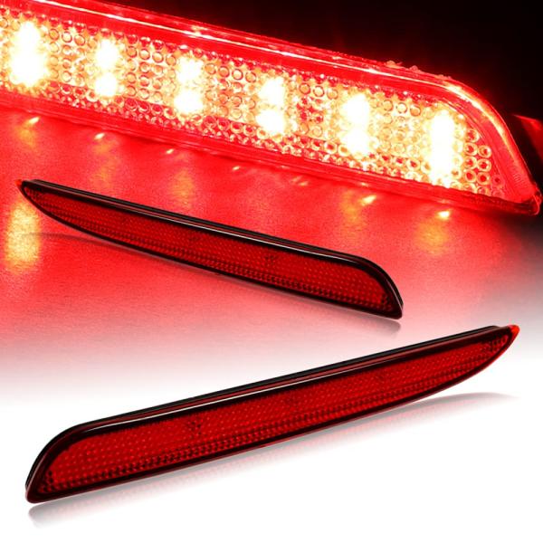 商品名: Q1-TECH, Red Lens Full LED Rear Bumper Reflector Lights Compatible with 2010-2013 Mazda 3, Turn Signal Lights &amp;...