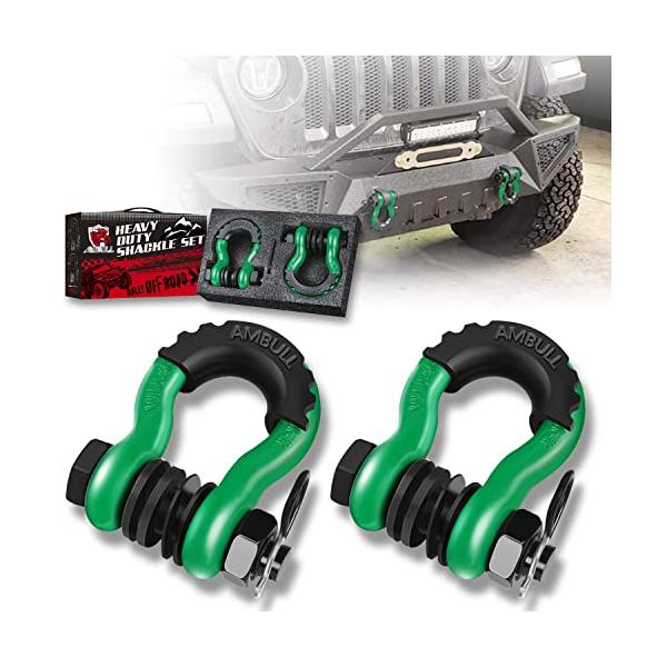 商品名: AMBULL Shackles 3/4 Inch D Ring Shackle (2 Pack) 45,000lb Break Strength with 7/8 Inch Pin, Isolator and Washer Kit...