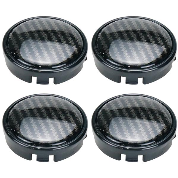 商品名: Modengzhe 4個 64mm ABS スナップインタイプ ホイールセンターハブキャップ 適用であればボルボ対応 (ブラックベース &amp; 厚みのあるカーボンファイバーステッカー) Modengzhe 64mm Wheel...