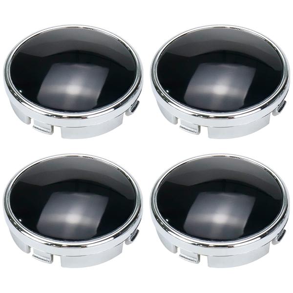 商品名: Modengzhe 4個 64mm ABS スナップインタイプ ホイールセンターハブキャップ 適用であればボルボ対応 (クロームメッキベース&amp;ブラックステッカー) Modengzhe 64mm Wheel Center C...