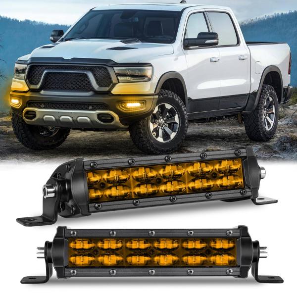 商品名: SWATOW INDUSTRIES 6インチライトバー アンバー、2個 スリムライトバー デュアルロウ オフロード ドライビングライトバー イエローフォグライト LED バンパーライトバー ジープ トヨタ シェビー ラム UTV ...