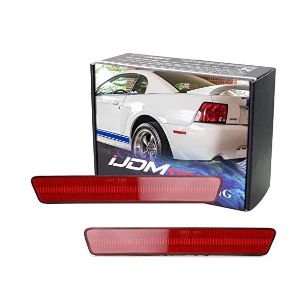 商品名:  iJDMTOY OE-Spec Red Lens Rear Bumper Side Marker Assemblies Compatible With 1999-2004 Ford Mustang w/Optional LED ...