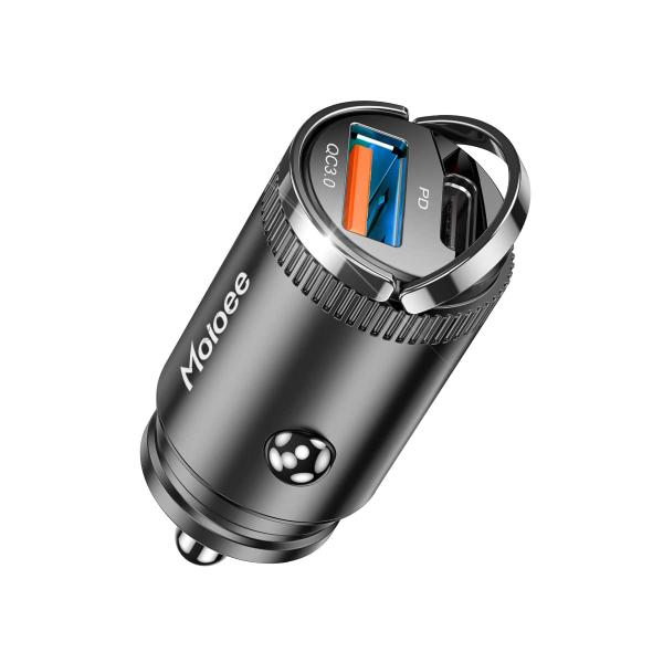 商品名: USB C 60W カーチャージャー 高速充電、30W PD&amp; 30W QC3.0 高速充電、メタルボディ、フラッシュフィット プルリングスタイル ユニバーサル iPhone 13/13 Pro/12/12 Pro Max...