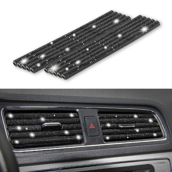 商品名: LivTee Bling Car Air Vent アウトレットモールディングトリム、10個 カーエアコン装飾ストリップ、キラキララインストーンダイヤモンド カーインテリアアクセサリー 女性とティーン用、ブラック LivTee B...