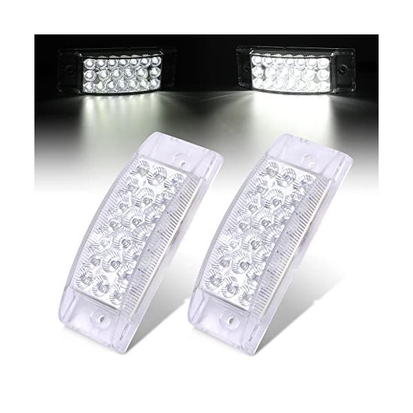 商品名:  MADCATZ 2 Pcs 6 Inch White Marker Lights Rectangle with Reflectors 20 LED Clearance Front Rear Lamps 12V DC for Tr...