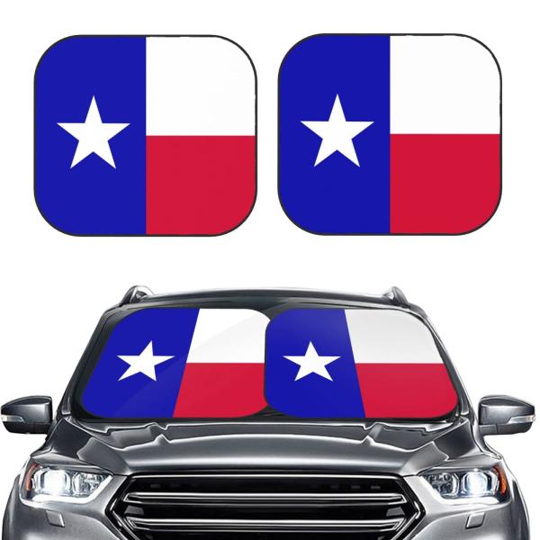 商品名:  Teery-YY Texas Lone Star State Flag Pattern Foldable Car Windshield Sun Shade 2 Piece Front Window Sunshades Cover...