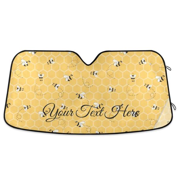 商品名:  Custom Windshield Sun Shade Yellow Bees Honey Honeycombs Sunshades Add Your Own Text Message Personalized Blocks S...