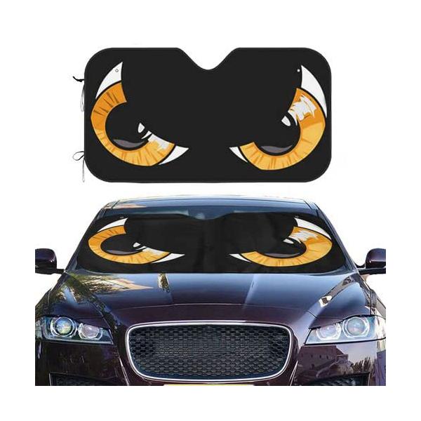 商品名: カートゥーン 怒っているマッドアイズ フェイス フロントガラス サンシェード フロントプロテクター 折りたたみ車 サンバイザー 紫外線 車を涼しく保ちます Cartoon Angry Mad Eyes Face Windshiel...