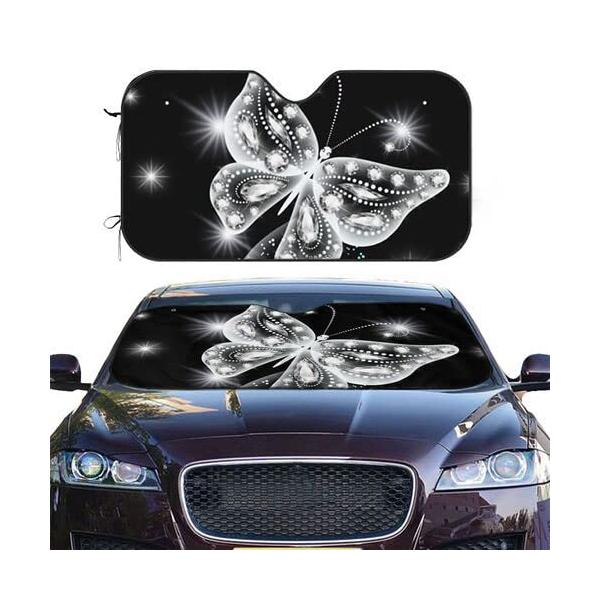 商品名: クリスタルバタフライフロントガラスサンシェード フロントプロテクター 折りたたみ車用サンバイザーブロック 紫外線カット 車を涼しく保ちます Crystal Butterfly Windshield Sun Shade Front ...