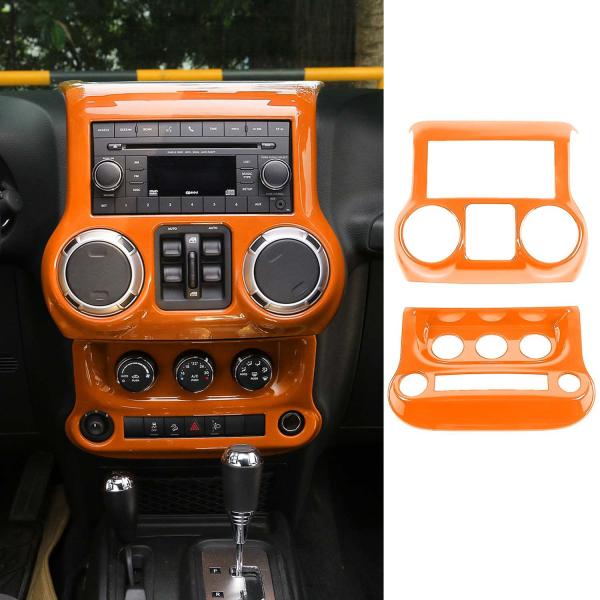 商品名: RT-TCZ センターコンソールダッシュボードパネルカバートリム&amp;エアコンスイッチパネルカバートリムキット装飾インテリアアクセサリージープラングラーJK JKU 2/4ドア2011-2017、オレンジ RT-TCZ Cen...