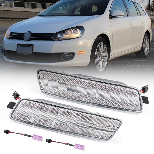 商品名: NSLUMO LEDフロントサイドマーカーライト 交換用 2010-2014 VW Golf TDI Jetta MK6 クリアレンズ アンバー LED フェンダーサイドマーカー リフレクターライトキット ペア ドライバー 助手席...