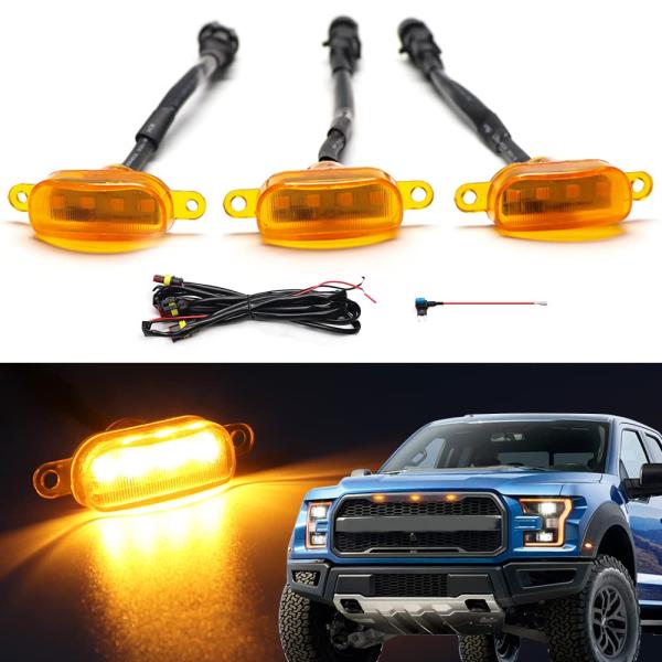 商品名:  Front Grille Lights compatible with 2010-2018 Ford F150 Raptor Style Aftermarket Grill, LED Amber Grille Marker Li...