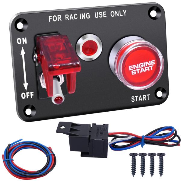 商品名:  Twidec/12V DC Ignition Switch Panel 2 in 1 Racing Car Engine Start Push Button Switch with Red LED Toggle Switch a...