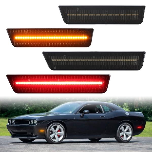 商品名:  FetonAuto Smoked Lens LED Side Marker Lights for Dodge Challenger 2008 2009 2010 2011 2012 2013 2014, Amber Red Fr...
