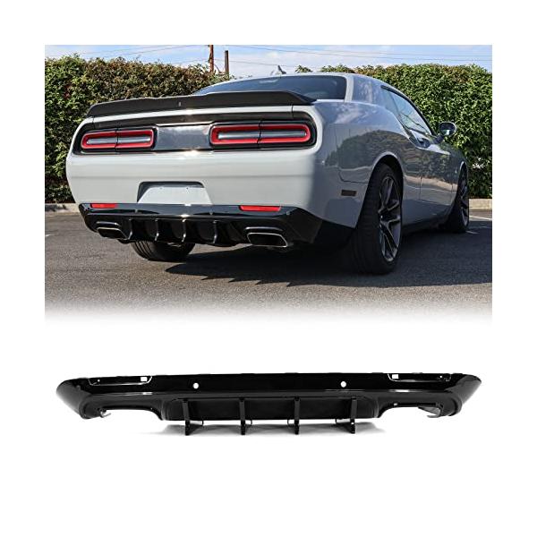 商品名:  FREEMOTOR802 Compatible with 2015-2023 Dodge Challenger Rear Diffuser, IKON V4 Style Gloss Black PP Rear Bumper Mo...