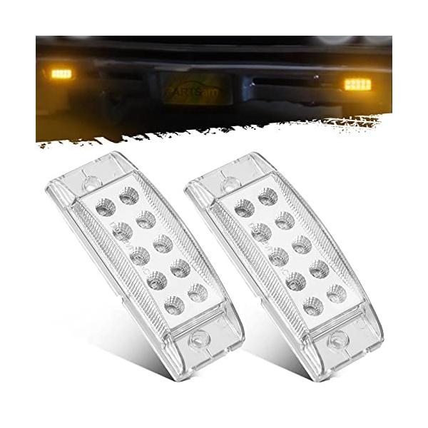 商品名: Partsam 2個 6インチ LEDマーカーライト 長方形 10個のLEDトレーラーライト クリアランスライト デュアルレボリューション アンバーマーカー ブルー補助ライト クリアレンズ 密封防水 Partsam 2Pcs 6 ...