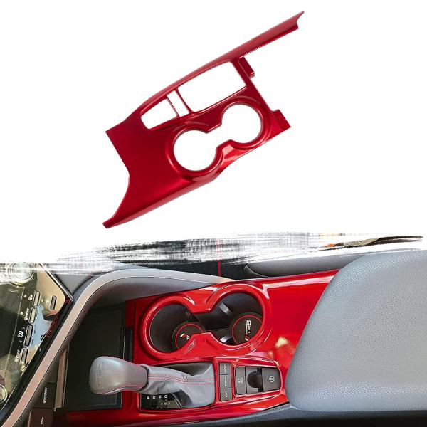 商品名: Xotic Tech ギアシフトコンソール ウォーターカップホルダーカバートリム 光沢レッド カムリ2018-2022に対応 (シートヒーターボタンなし) Xotic Tech Red ABS Gear Shift Panel C...