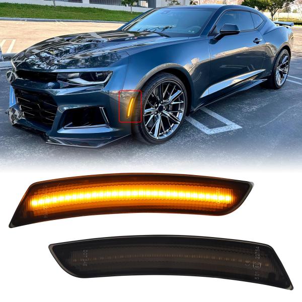 商品名:  FetonAuto Smoked Lens LED Side Marker Lights for Chevy Camaro LS LT SS RS ZL1 2016 2017 2018 2019 2020 2021 2022 2...