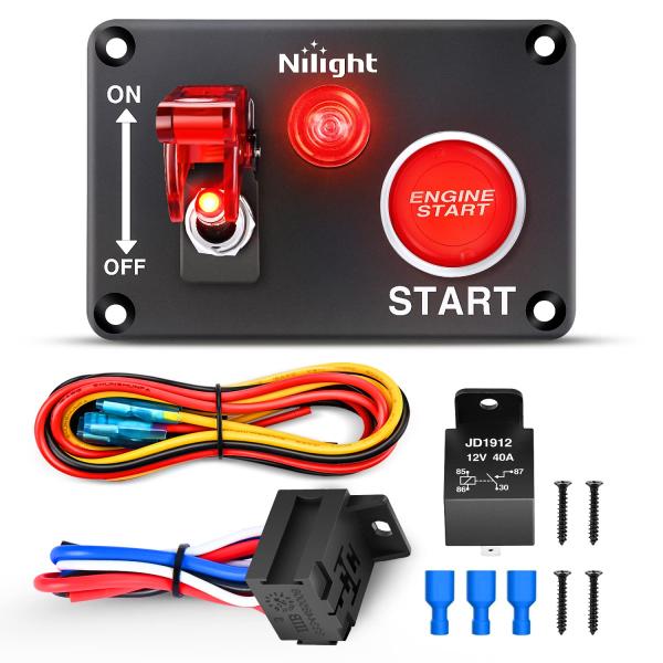 商品名:  Nilight Ignition Switch Panel 12V 2 in 1 Rocker Switch with Engine Push Button Toggle Switches with Relay Wiring H...