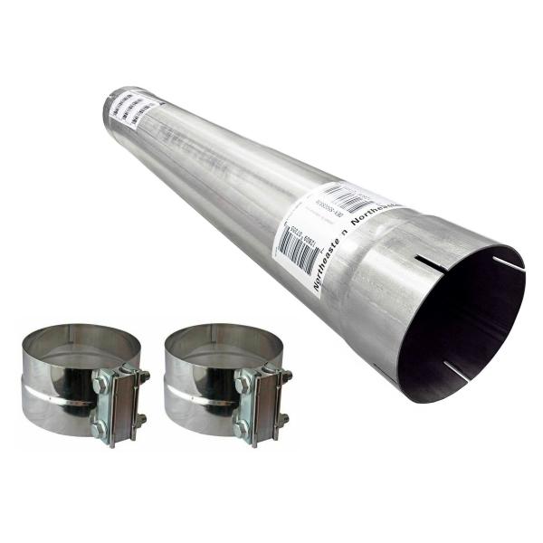 商品名: 5インチ エキゾーストパイプ 長さ36インチ ラップジョイントバンドクランプ2個付き ID~OD Northeastern Exhaust | 409-Grade Stainless Steel - Straight Pipe U...