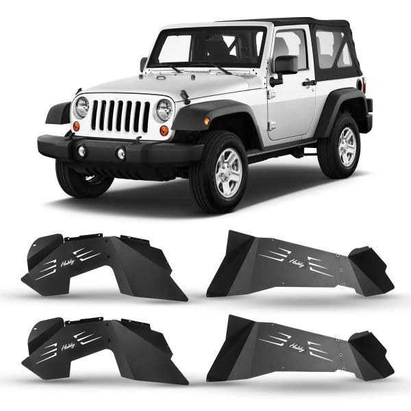 商品名: HAWKLEY フロント&amp;リア インナースプラッシュガード フェンダーライナー ジープ ラングラー 2007-2018 JK/JKU アンリミテッド スポーツ サハラ ルビコン 2WD 4WD ボルトオンスタイル スチール...