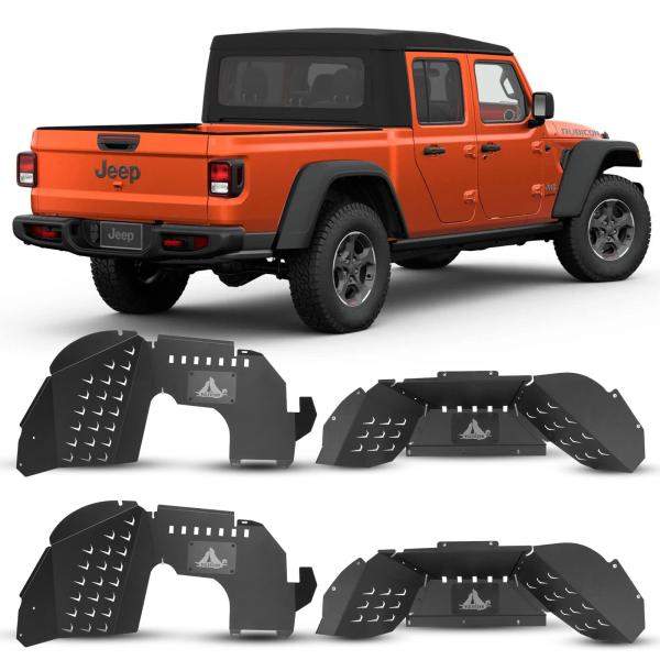 商品名: Hawkley インナーフェンダーライナー 2019-2023 グラディエーターJT 4WD 2WD用 スチールフロント+リアインナーフェンダーライナー フレア スプラッシュガード ホイールウェルカバー Jeep Gladiato...