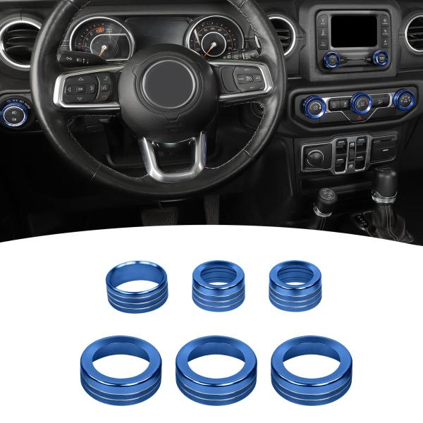 商品名: SQQP センターコンソールスイッチノブカバー Air Conditione スモールスクリーン ヘッドライト スイッチボタン トリム アルミニウム合金 内装アクセサリー 2018-2021 Jeep Wrangler JL JL...