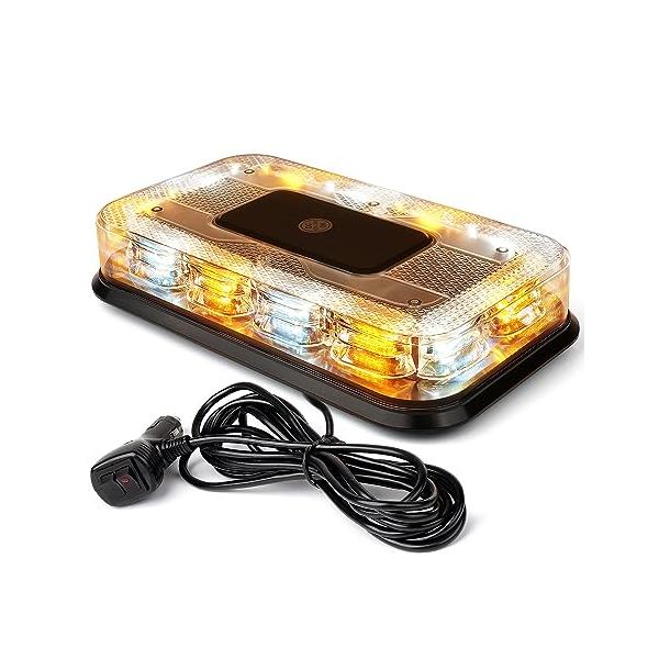 商品名: LUMENIX 12インチ ルーフトップストロボビーコンライト 72 LED 磁気緊急点滅警告警告ミニライトバー 建設車両 除雪車 レッカートラック 郵便 車 特許デザイン - アンバーホワイト LUMENIX 12" Rooft...